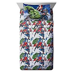 Jay Franco Marvel Avengers Blue Circle Bed Set, Twin