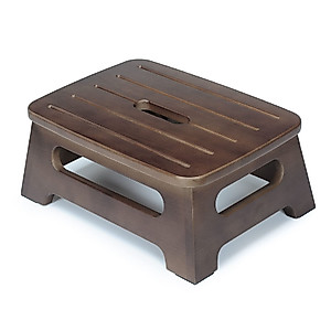 Wooden Step Stool Max Load 350 Pounds, One Step Stool for Adults with Non-Slip Mat, Multipurpose Step Stools for Adults for Kitchen, Bathroom and Bedroom by S SEEKINGTAG