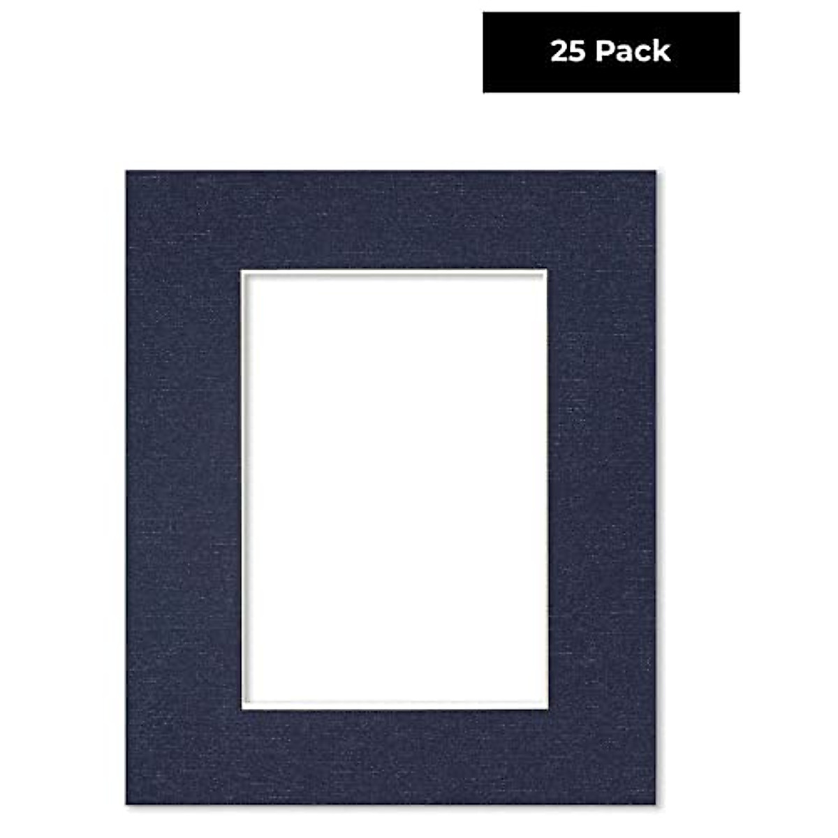 Pack of 25 Acid Free 11x17 Mats Bevel Cut for 9x14 Photos - Navy Canvas Texture Precut Matboards For Pictures, Photos, Framing - 4-ply Thickness