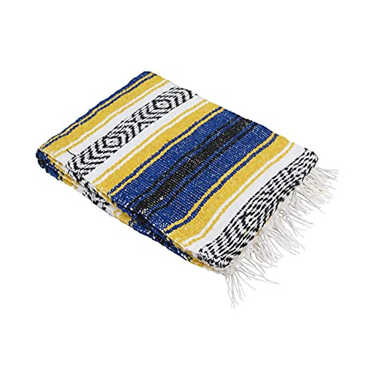 Leos Imports (TM Handmade Classic Mexican Blankets 72"x49" (Blue & Gold)
