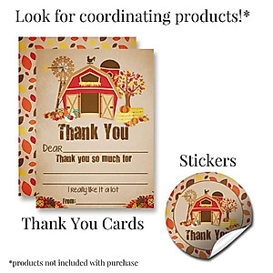 Rustic Old Fashioned Barn Fall & Autumn Barnyard Farm Birthday Party Invitations, 20 5x7 Fill In Cards with Twenty White Envelopes by AmandaCreation