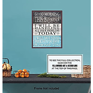 God Wall Decor - Religious Wall Decor - Spiritual Christian Gifts for Women, Men - Catholic Gifts - Funny Christian Wall Art - Inspirational Quotes Wall Decor Sign - Faith Wall Decor - Light Blue