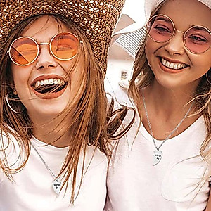 MJartoria Best Friend Necklaces BFF Necklace for 2 Friendship Valentines Day Gifts Split Heart Necklace Weirdo 1 Weirdo 2 Best Friends Forever Pendant Set