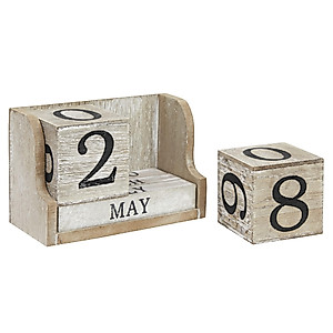 Wooden Perpetual Date Desk Calendar Blocks for Teachers, Farmhouse Office Decor (5 x 4 In)