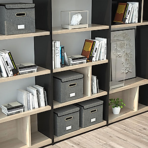 Forlogic File Organizer Box with Lid, Collapsible Linen File Box for Letter/Legal Folder, Filing Box, File Folder Organizer with Hanging Folders for File Storage in Office/Home