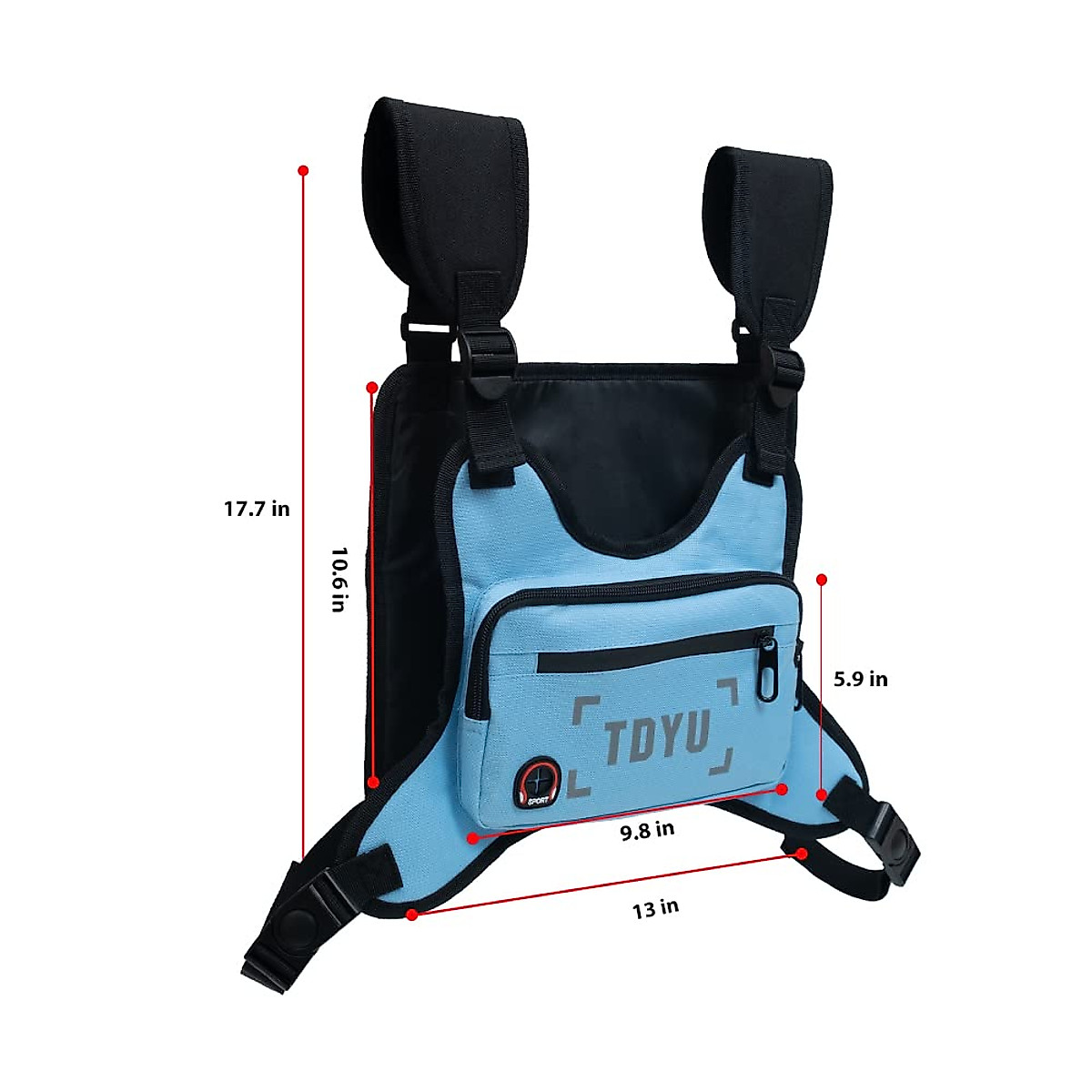 Klykon Chest Bag,Chest Rig Bag Pack Harness Reflective Utility Light Bags Fashion for Men Women Night Running Exercise Hiking Blue