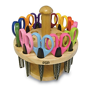 School Smart Paper Edger Scissors, 6-1/2 x 2-1/2 Inches, Assorted Colors, Set of 12