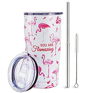 Pink Flamingo Cup, Flamingo Gifts For Women, Insulated Double Wall Stainless Steel 20 Oz Cute Flamingo Mug Coffee Cup Tumbler Water Bottle, Flamingo Stuff Decor, Inspirational Gifts