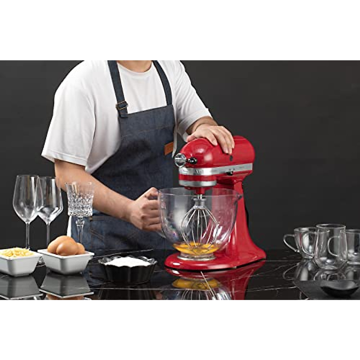 5 QT Food Grade Plastic Mixer Bowl Compatible with KITCHENAID TILT-HEAD STAND MIXERS 4.5-Quart (4.3 L) And 5-Quart (4.7 L), With Spout and Measuring Lines, Light weight, Shatter and Crack proof