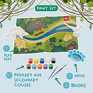 Nene Toys Dinosaur Painting Kit for Kids 3-7 Years [The Kings] – Includes 4 Museum Replicas, 2 Paint Sets, 2 Brushes, Educational Poster and Playmat – Art & Craft Paint Toy for Boys and Girls