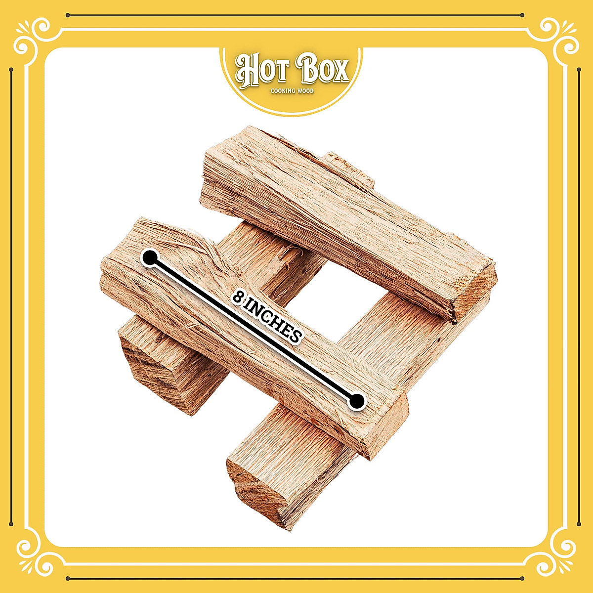 HOT BOX Kiln-Dried Oak Cooking Wood - 8 Inch Cut Logs For Portable Wood-Fired Pizza Ovens and Smokers, 1 Box (1300 Cubic Inches)