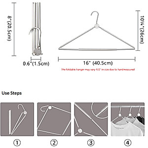 BETTERALL Foldable Hangers for Travel 3 Pack, Travel Hangers Foldable for Suitcase, Light Folding Hangers, Foldable Coat Hanger, Portable Hangers, for Business Trip, Caravan, Hotel, Red