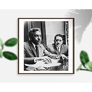 1964 photo Bayard Rustin and Dr. Eugene Reed at Freedom House / World Telegram & Sun photo by Al Ravenna. Vintage 8x10 Photograph - Ready to Frame