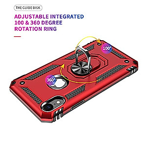 SunStory Compatible for iPhone XR Case with Tempered Glass Screen Protector,iPhone XR Phone Case with Magnetic Ring Kickstand for iPhone XR 2018 (Red, iPhone XR)