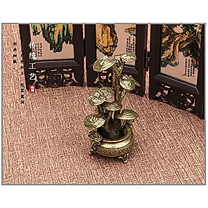 LOTONJT Brass Statue Miniature Ganoderma Mushroom Bonsai Sculpture Fairy Herb Feng Shui Money Tree Garden Yart Art Retro Metal Statue Indoor Decor Tearoom Metaphysical Talisman Wealth Prosperity