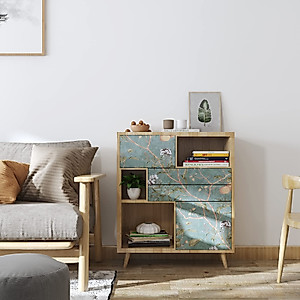 Laatse Green Leaf Wallpaper Peel and Stick Bird Wallpaper 17.5" x 393" Vintage Contact Paper Waterproof Self Adhesive Removable Boho Floral Wall Paper for Bedroom Walls Cabinet Locker