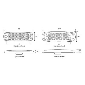 GG Grand General 78565 Amber Rectangular Spyder 12-LED Marker and Clearance Sealed Light with Stainless Steel Rim