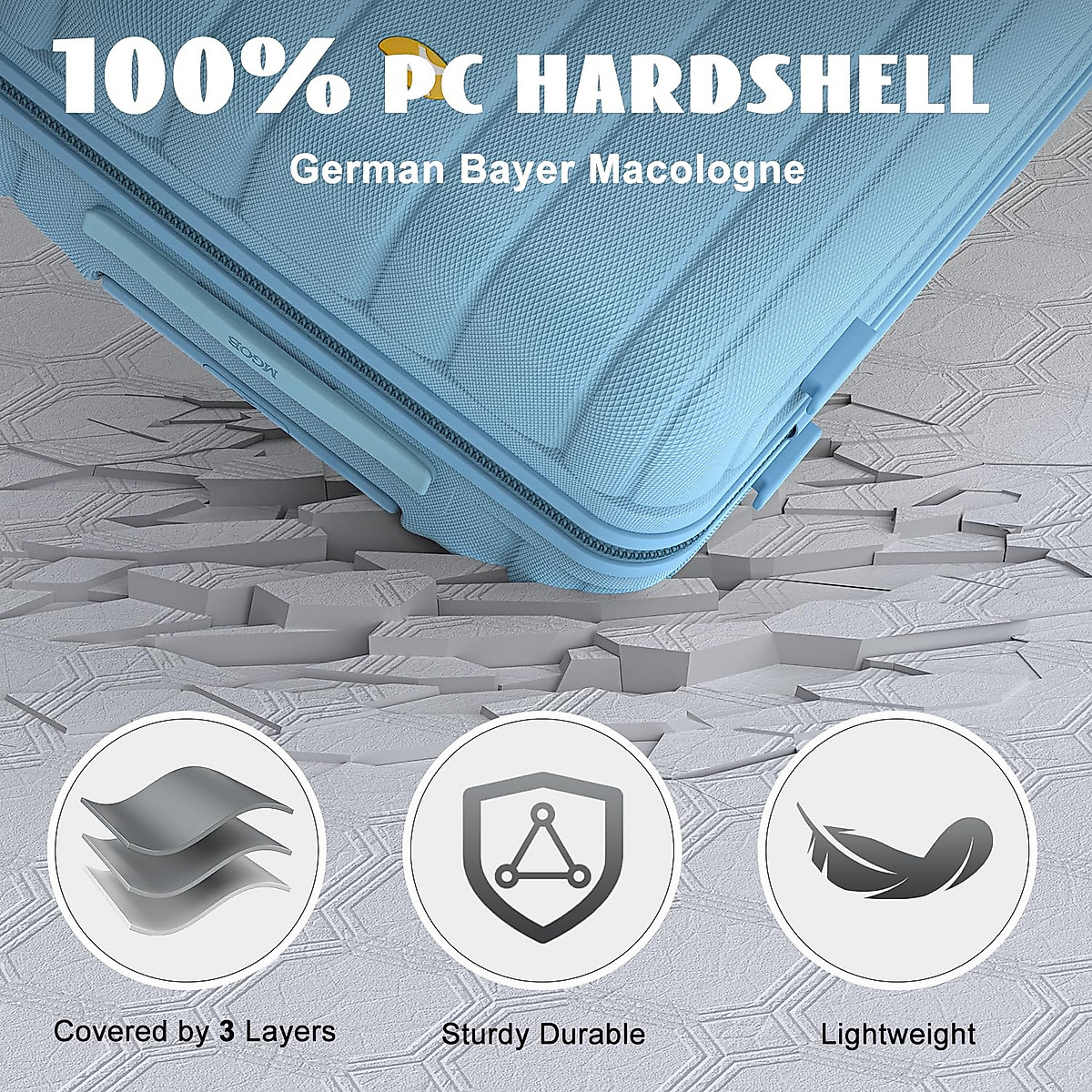 MGOB Carry On Luggage 22x14x9 Airline Approved, Hard Suitcases with Spinner Wheels, Polycarbonate Lightweight Luggage, Durable & Stylish, Built-in TSA Lock, Blue