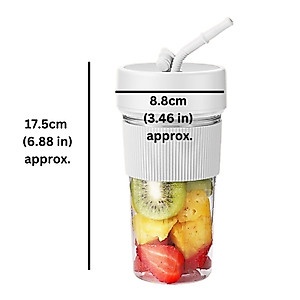 Portable Blender Cup – 30s Ice Crushing Power USB Juicer Blender – 350ml (11.83oz) Mini Personal Blender with Straw for Shakes Smoothies Travel On the Go (Set of 2 Blenders (both Pink))