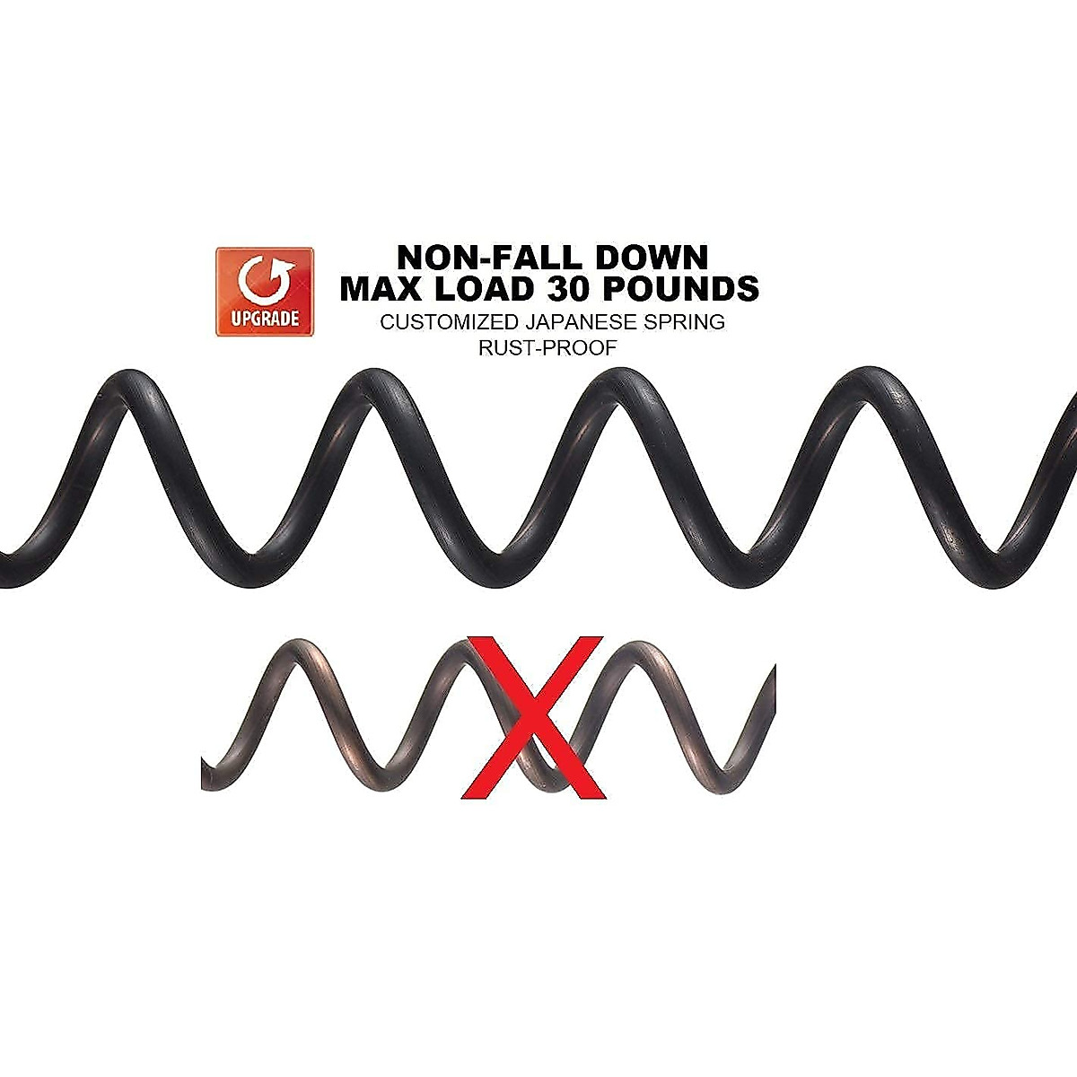 BRIOFOX Shower Curtain Rod 43-73 Inches Matte Black, Never Rust and Non-Fall Down Spring Tension Rod, Stainless Steel