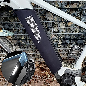 E Bike Battery Protector, Waterproof Reflective Bicycle Battery Cover, Integrated Battery Cover, Dust-proof Protect Batteries Neoprene Electric Bicycle Battery Protection Cover for Riding Black