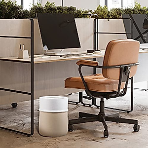 Decorative Round Small Trash Can Wastebasket, Garbage Container Bin for Bathrooms, Powder Rooms, Kitchens, Home Offices - Sand Glaze Non-Slip Design,Beige