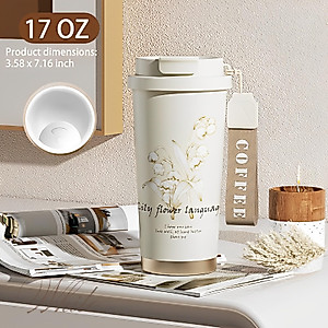 Simple Modern Travel Coffee Mug Tumbler with 360° Sealing | Ceramic-Lined Insulated Stainless Steel Cold Brew Iced Coffee Cup Thermos | Gifts for Women Men Her Him 17oz (White)