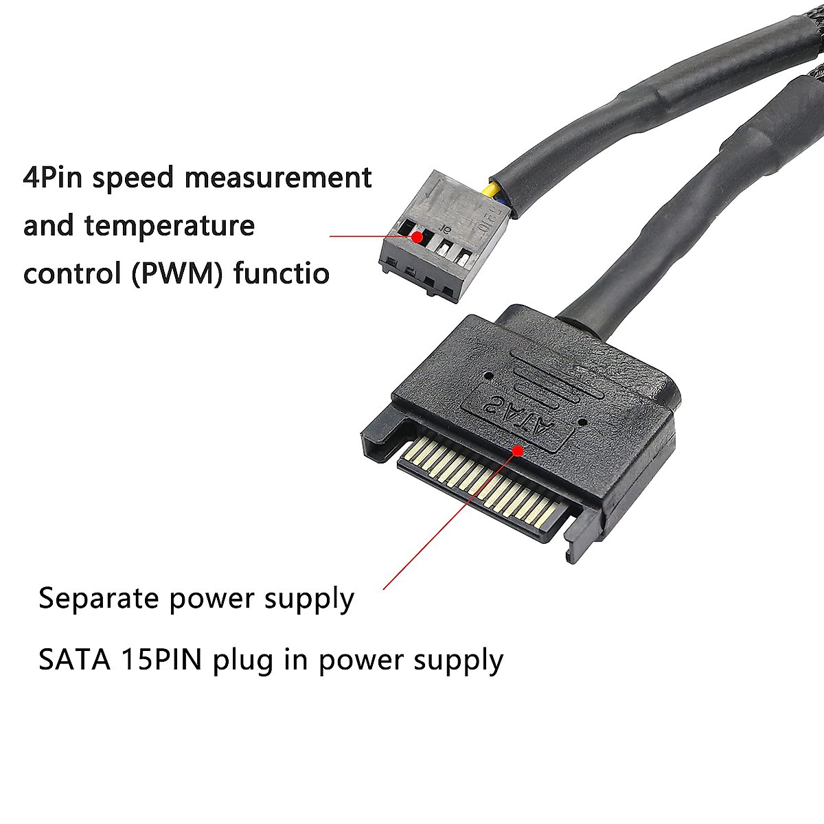 XMSJSIY SATA to 3 Pin 4 Pin PWM Fan Adapter Splitter Hub for 12V Desktop Computer Cooler Case Fans, 2 Pieces Packing