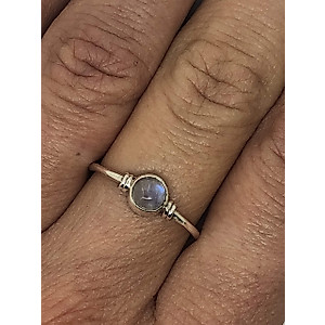 Koral Jewelry Round Moonstone Delicate Ring 925 Sterling Silver Vintage Boho Chic (8)