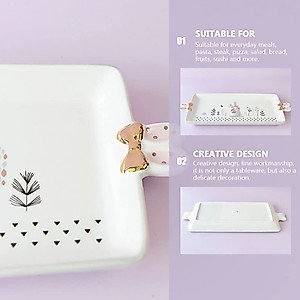 Cabilock Ceramic Serving Tray Easter Bunny Plates Food Serving Tray Dessert Plate Easter Party Plates Salad Plate Fruit Plate Serving Plate