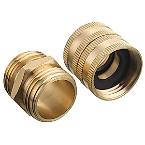 M MINGLE Garden Hose Adapter, Male to Male, Female to Female, 3/4 Inch Brass Connector, 4-Pack with Extra 4 Washers