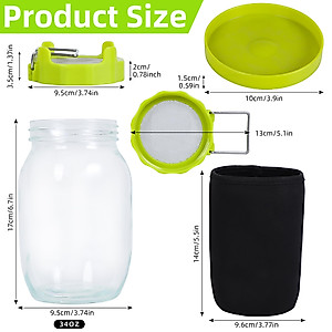 Sozize Sprouting Kit Sprouts Growing Kit 34oz Wide Mouth Seed Sprouting Jar Germination Kit 304 Stainless Screen Lid and Stand Blackout Sleeve Tray for Growing Bean Alfalfa Sprout Seeds