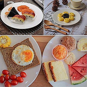 Foraineam 12 Pieces 8 Inch Round Porcelain Salad Plates Dessert Plate Set White Dinnerware Dish Serving Plates