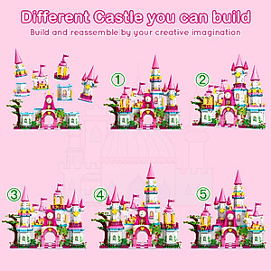 HOGOKIDS Girls Castle Princess Building Toys - Girl Dream House 5-in-1 Pink Castle & Carriage Playsets STEM Building Blocks Set Fantasy Gifts for Kids Age 6 7 8 9 10 11 12 Years Old (998 PCS)