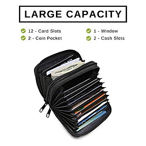 Ciana Credit Card Wallet with ID Window RFID Blocking Genuine Leather Credit Card Organizer for Women Soft, Smooth & Durable