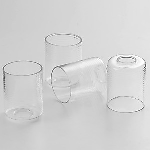 LHLYCLX 4 Pack Cylinder Glass Lamp Shade,Striped Clear Glass Cover Replacements for Lighting Fixtures (Striped glass)