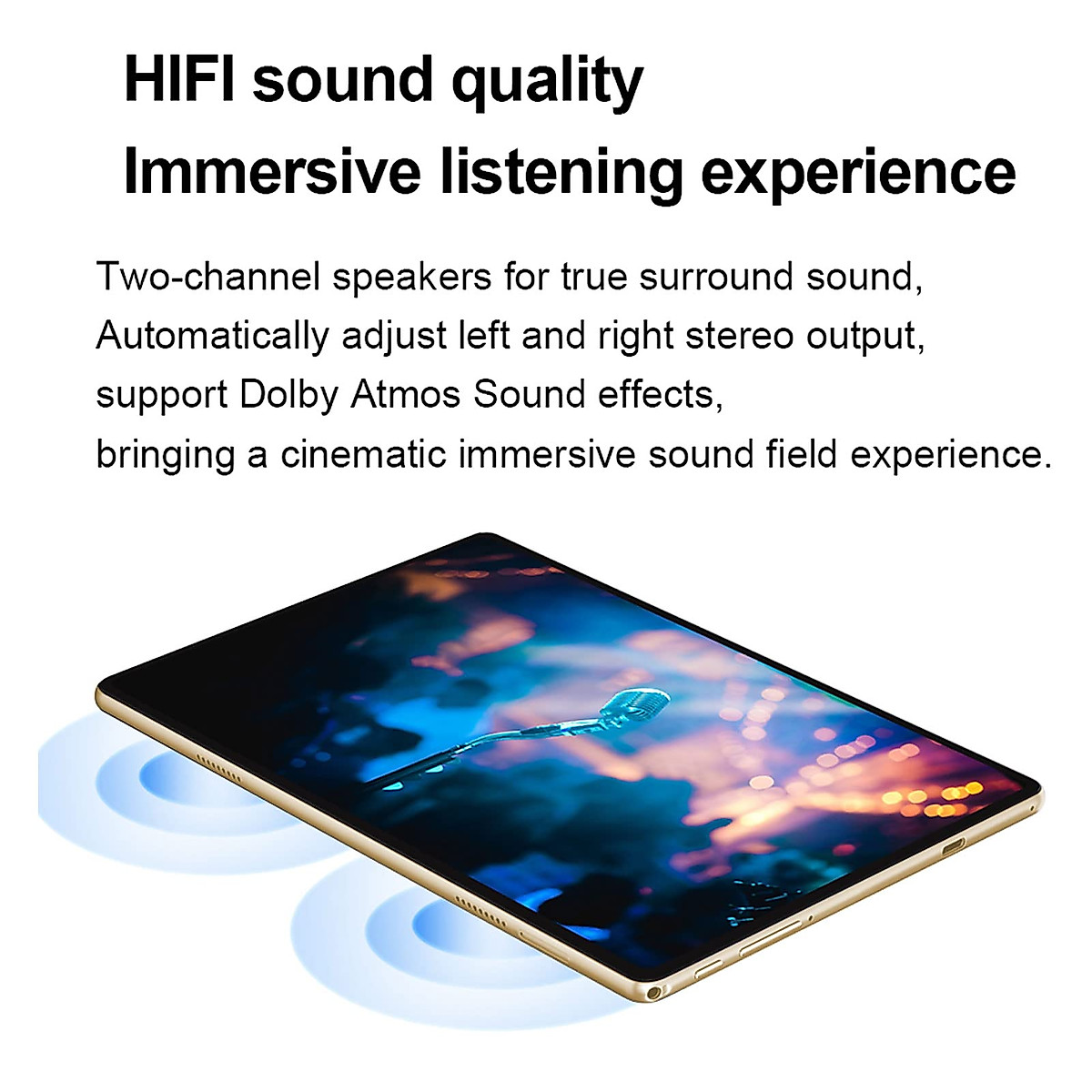 Aqur2020 10.1 Inch Tablet, 1960x1080 IPS 2.4G 5G WiFi Portable Tablet for Travel for Home (Yellow)