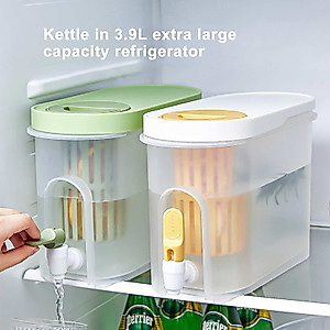 ZWMBYN Iced Drink Dispenser,1Gallon Refrigerator Cold Iced Beverage Dispenser with Spigot,Fruit Teapot Lemonade Milk Bucket Water Dispense for Kitchen Home Party Bar