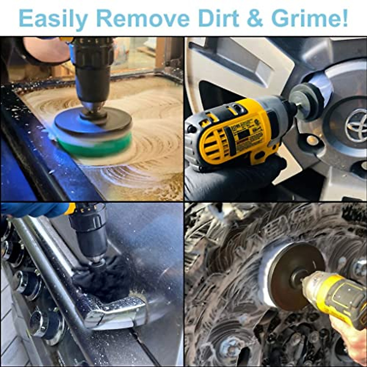 ProSMF Ultimate Drill Brush Set - Drill Brush Attachment Set - Drill Cleaning Brush Attachment Set - Scrub Brush for Drill - Drill Scrubber Brush Kit - Cleaning Brushes for Drill