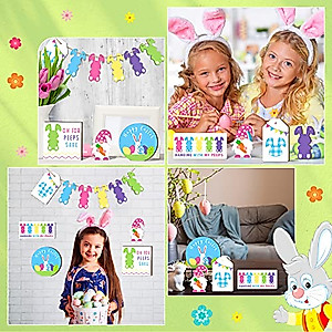 10 Pieces Easter Tiered Tray Decor Easter Decor Farmhouse Mini Wood Decor Bunny Rabbits Eggs Wooden Spring Sign Decorative Trays Signs Rustic Easter Decoration for Home Table Kitchen (Bunny Style)