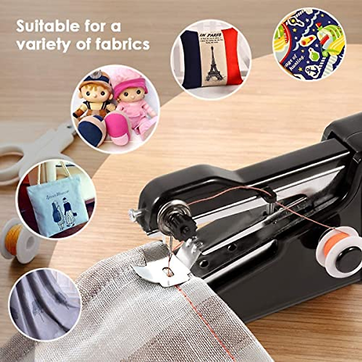 Lightweight and Easy Operated Cordless Handheld Sewing Machines for Beginners, Mini Hand Sewing Machine with Accessory Kit, Portable Sewing Machine for Home Quick Repairing and Stitch Handicrafts