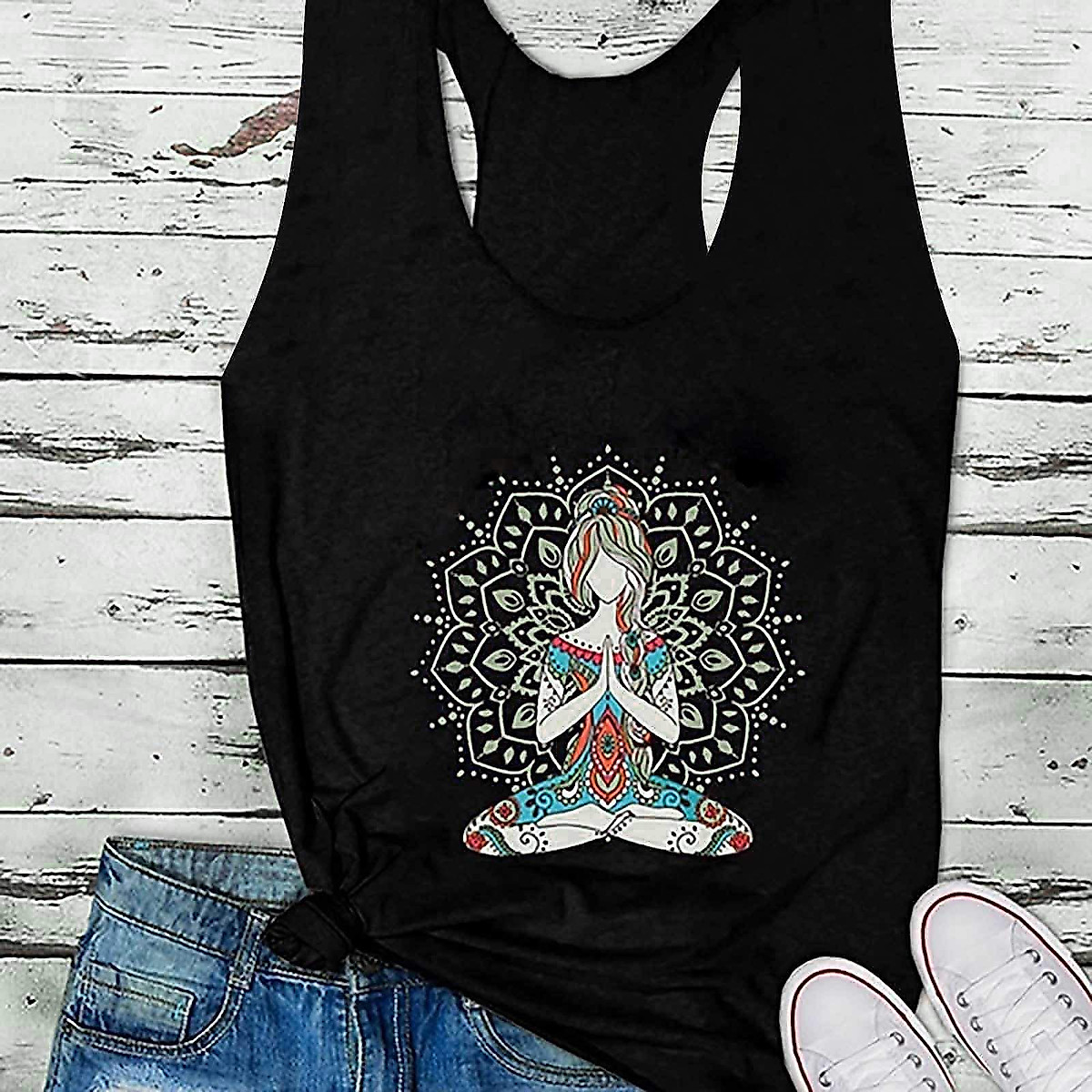 Padaleks Women’s O Neck Sleeveless Tank Tops Workout Yoga Loose Lightweight Blouses Summer Basic Tee Shirts Tunics