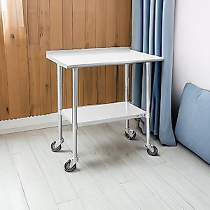 HALLY Stainless Steel Table for Prep & Work 24 x 36 Inches with Caster Wheels, NSF Commercial Heavy Duty Table with Undershelf and Backsplash for Restaurant, Home and Hotel