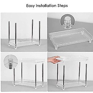 Kavolet 2 Tiers Bathroom Organizer Countertop, Clear Cosmetic Display Case Storage Shelf, Perfume Skincare Organizers and Storage, for Counter Dresser Vanity