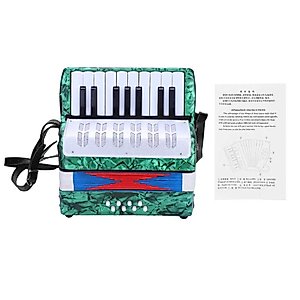 17 Key 8 Bass Piano Accordion with a Manual for Kids Adults(Green)