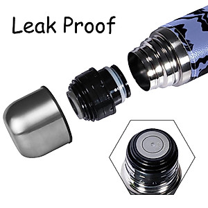 Stainless Steel Leather Vacuum Insulated Mug Abstract Texture Thermos Water Bottle for Hot and Cold Drinks Kids Adults 16 Oz