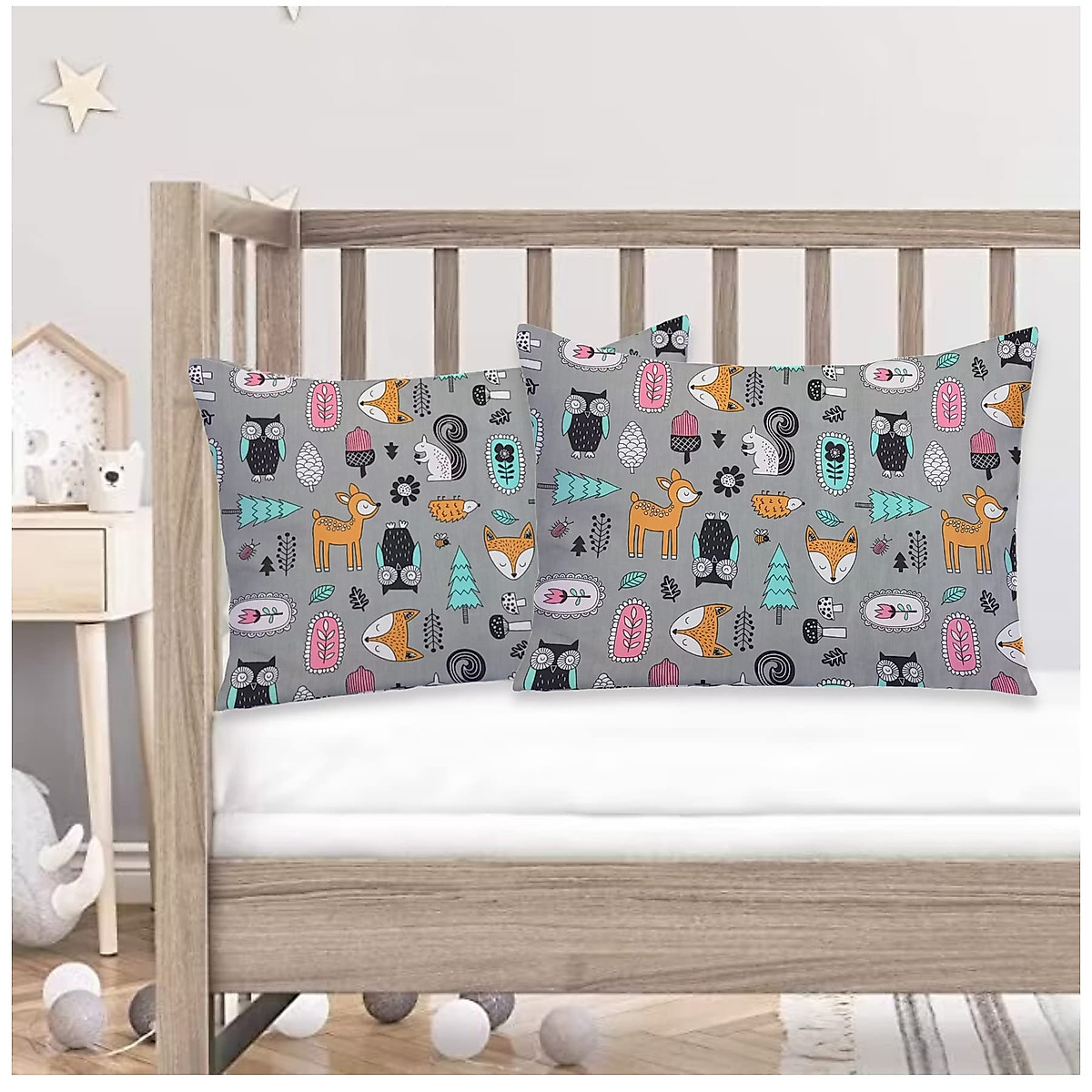 Toddler Baby Pillow Case - Cotton Pillowcase Bedding 2 Pack, Super Soft Envelope Closure Travel Pillow Cases for Nursery, Kids, Boys and Girls, 14 x 20 Inches