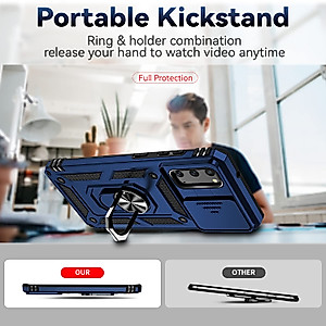 AYMECL for S20 Phone Case,Galaxy S20 Case with 2 Pcs Self-Healing Film,Slide Camera Cover Protective Case with Magnetic Ring Kickstand for Samsung Galaxy S20 5G,Blue