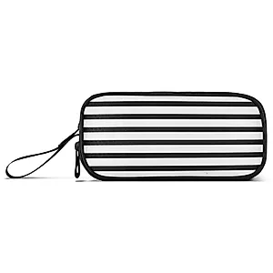 J JOYSAY White Black Striped Pencil Case Pouch Big Capacity Pencil Bags with Zipper Portable Pencil Box Large Art Bags for Adults Kids Teens