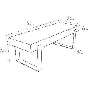 VANT Upholstered Bed Bench - Light Grey - Brushed Nickel - Contemporary Modern, Accent Bench for End of Bed, Hallway, or Entryway
